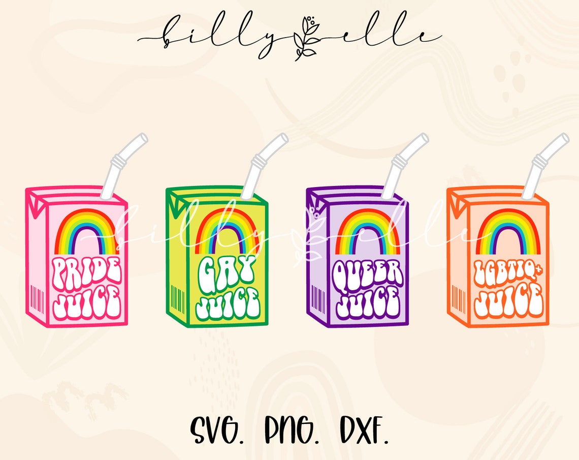 Pride Juices Bundle SVG - Queer Juice Sticker - Gay Juice Groovy ...