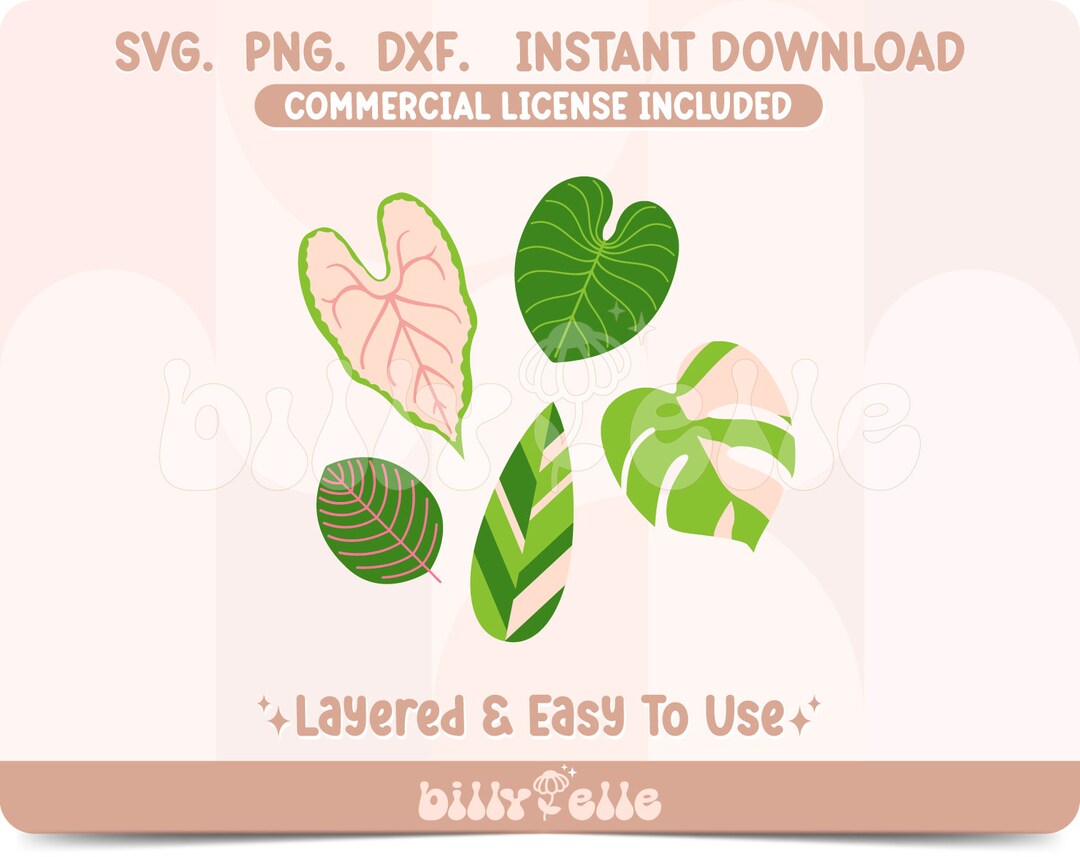 Tropical Leaves Bundle SVG - Monstera PNG File - Aesthetic Stickers ...