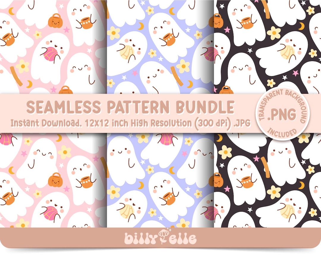 Cute Pan Dulce Ghosts Seamless Pattern Bundle PNG - Pan Dulce Repeating ...