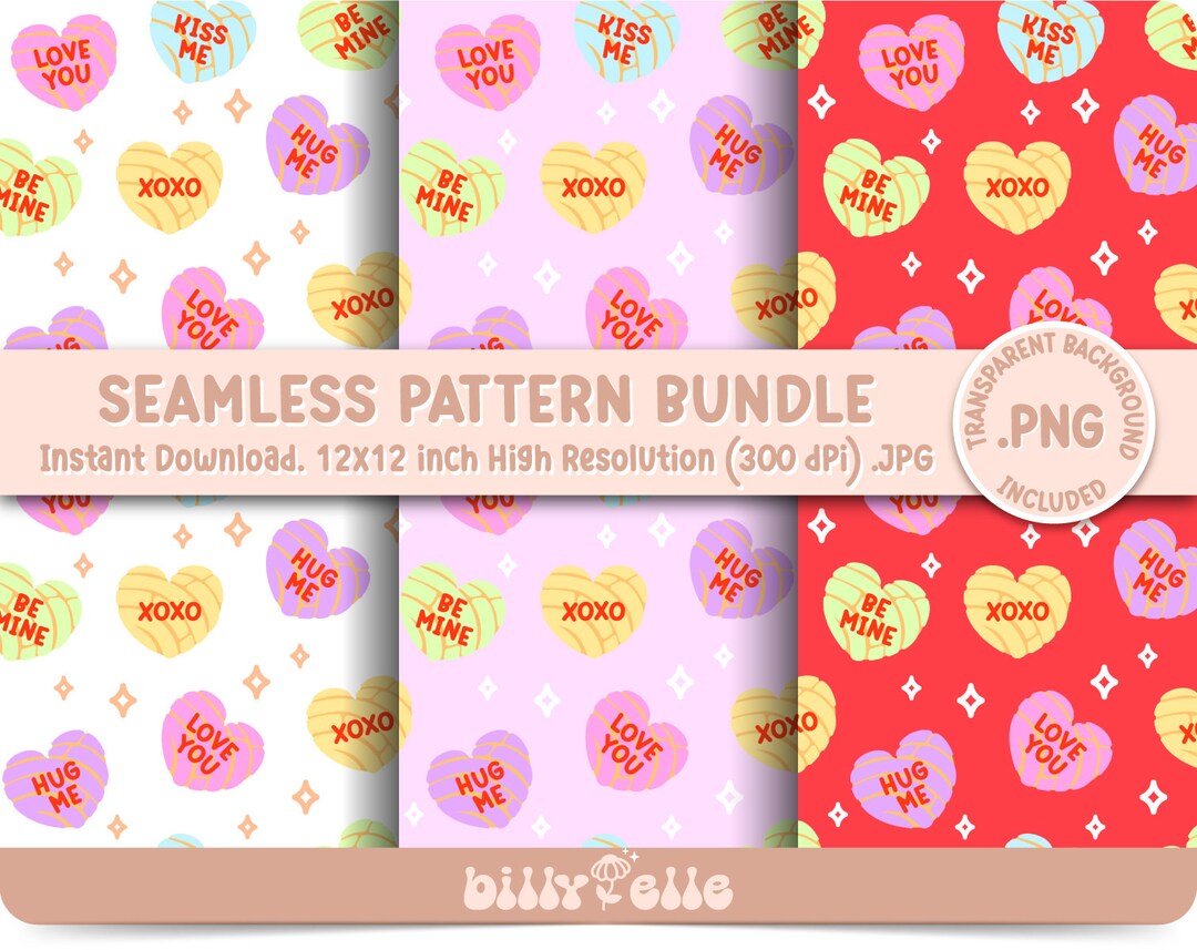 Colorful Conchas Hearts Seamless Pattern Bundle Valentines Pattern High ...