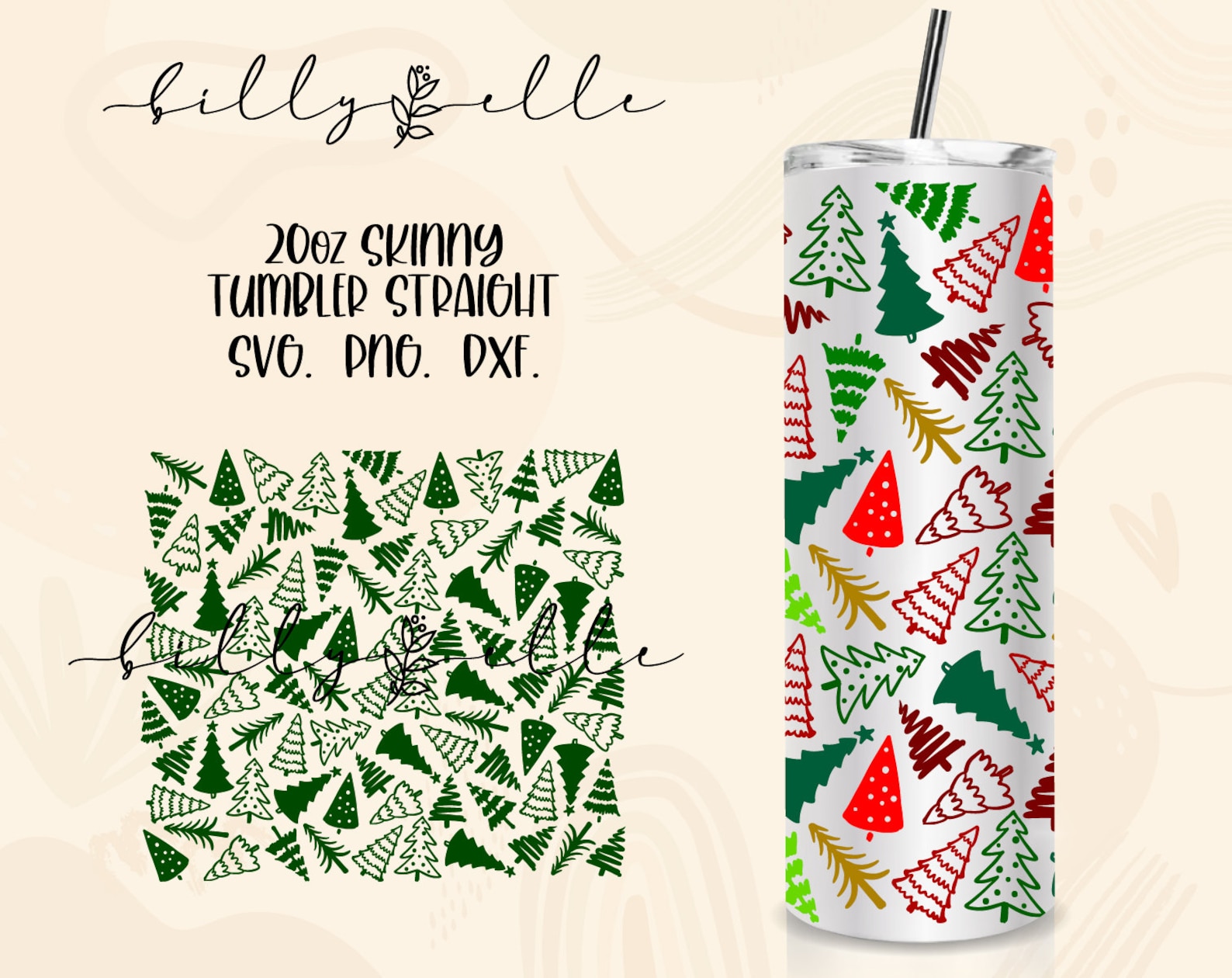 Christmas Trees Christmas Pattern Wrap SVG File 20oz - Etsy