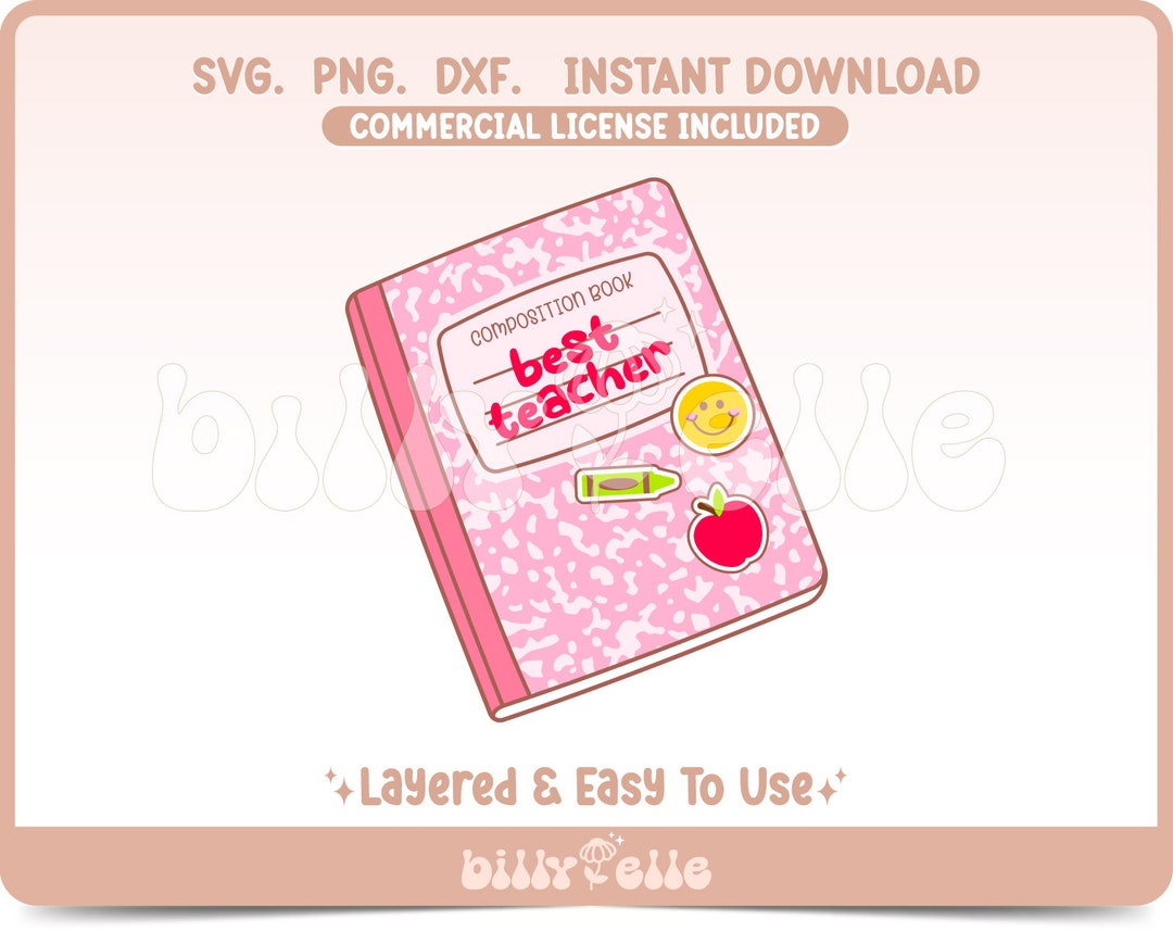 Best Teacher Composition Book SVG - Teacher's Day Stickers PNG ...