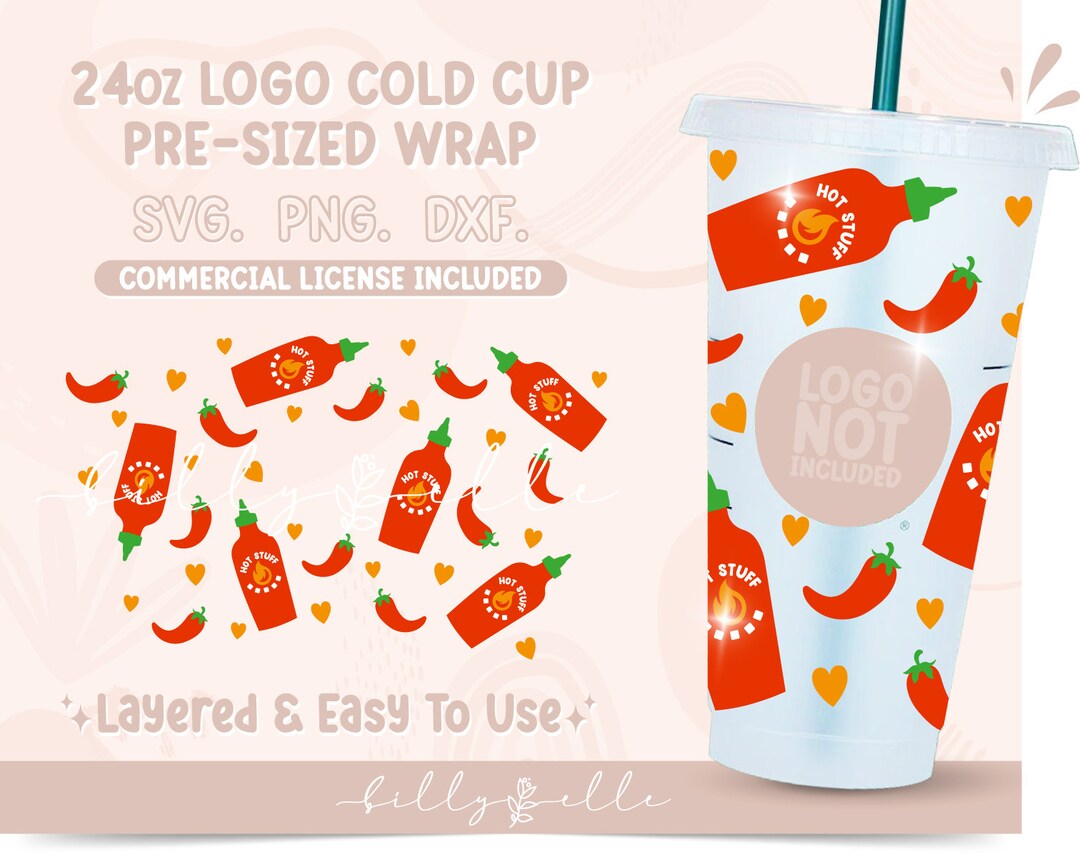 Hot Stuff Sauce Coffee Hole Wrap SVG - Love Hearts Digital SVG Cricut ...