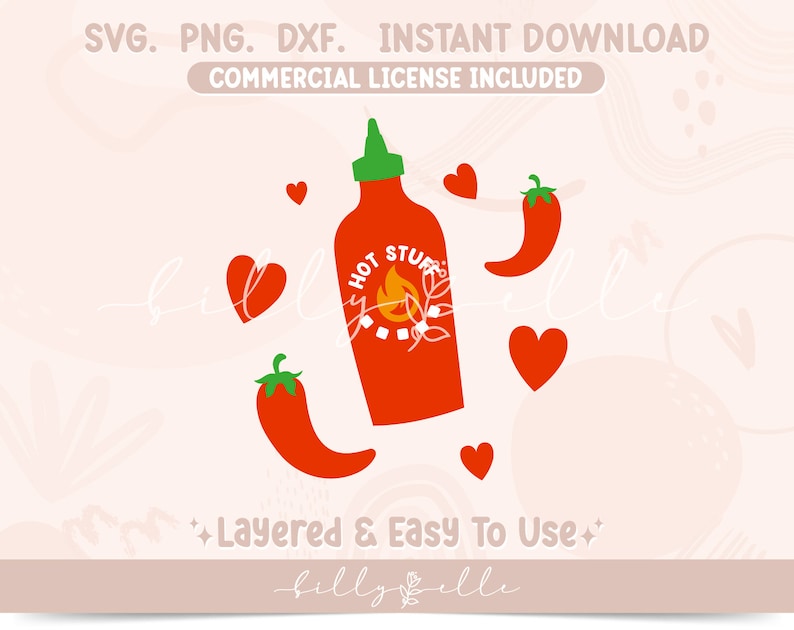 Hot Stuff Sauce SVG - Valentines Day Design - Aesthetic Stickers File ...