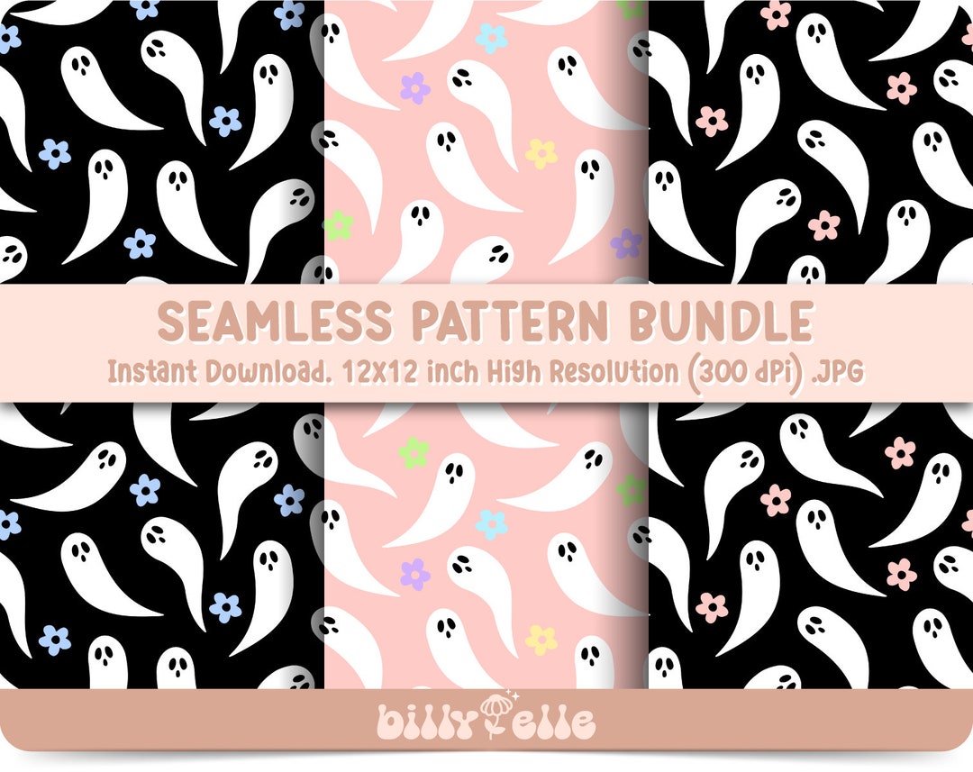 Cute Ghosts Seamless Pattern Bundle - Spooky Halloween Seamless Pattern ...