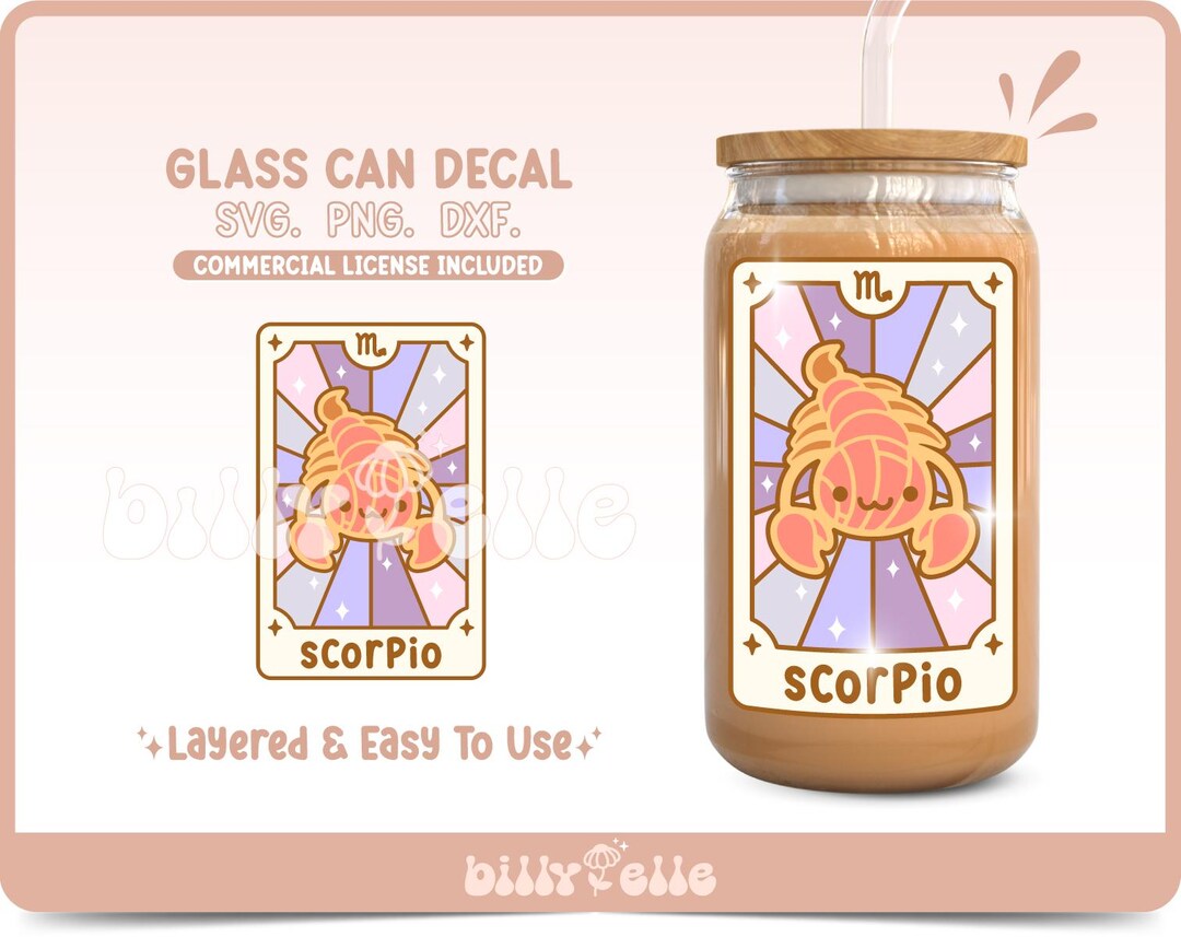 Cute Zodiac Conchas Tarot Card Decal for Glass Can SVG - Scorpio Tarot ...