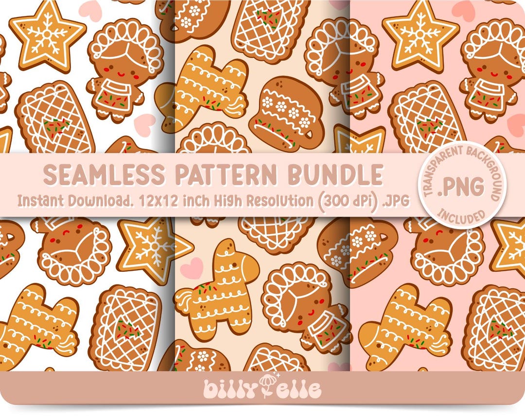 Mexican Gingerbread Christmas Cookies Pattern Bundle PNG Christmas ...