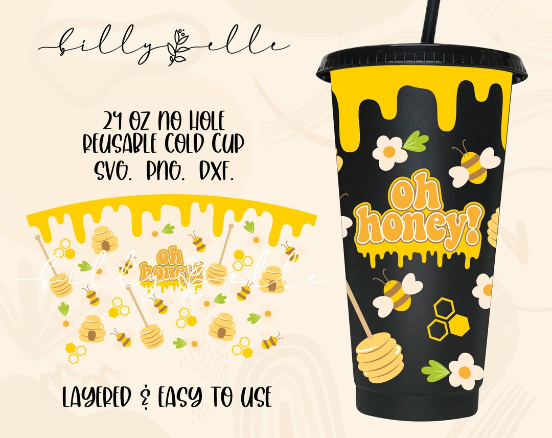 Honey Bee Drip Cold Cup - Bees Spring Pattern Digital Download SVG ...