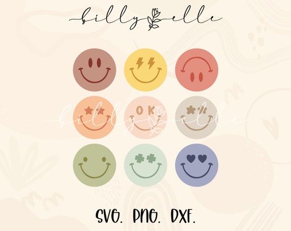 Happy Faces Bundle File Svg Happy Faces Colorful Digital - Etsy