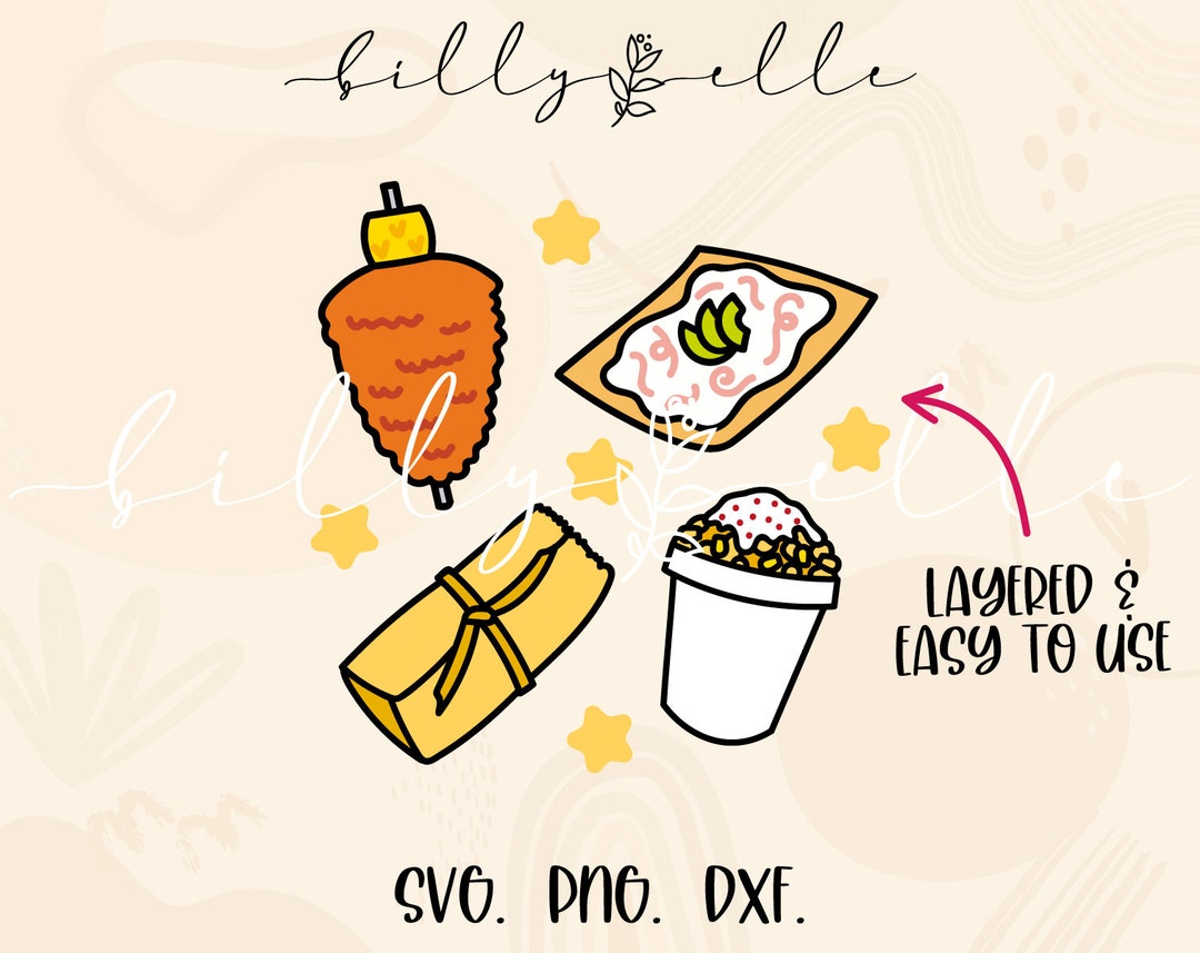 Mexican Food Vector Bundle - Tacos - Elote Esquite - Chicharron ...