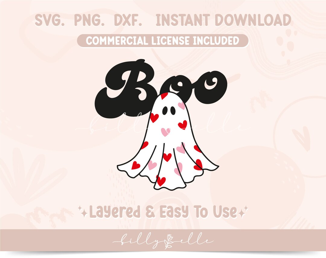 Cute Ghosts SVG - Boo Halloween Design - Silhouette Sticker Hearts ...