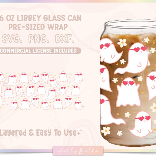 Cute Ghosts 16oz Libbey Glass Can Wrap Halloween SVG Digital - Etsy