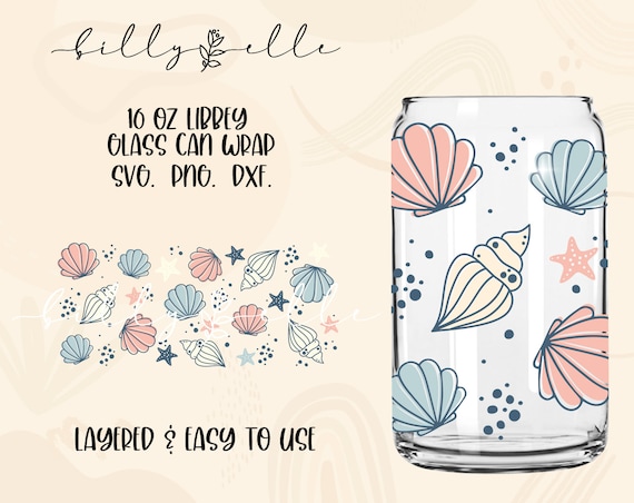 Seashell Ocean Libbey Glass Can Wrap Starfish Sea Pattern - Etsy