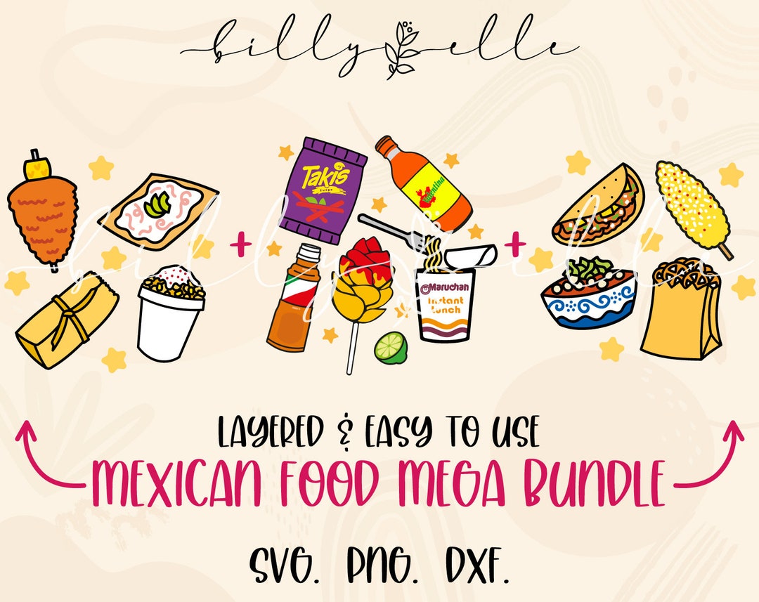 Mexican Food Vector Bundle - Tacos - Elote - Pozole - Chicharron ...