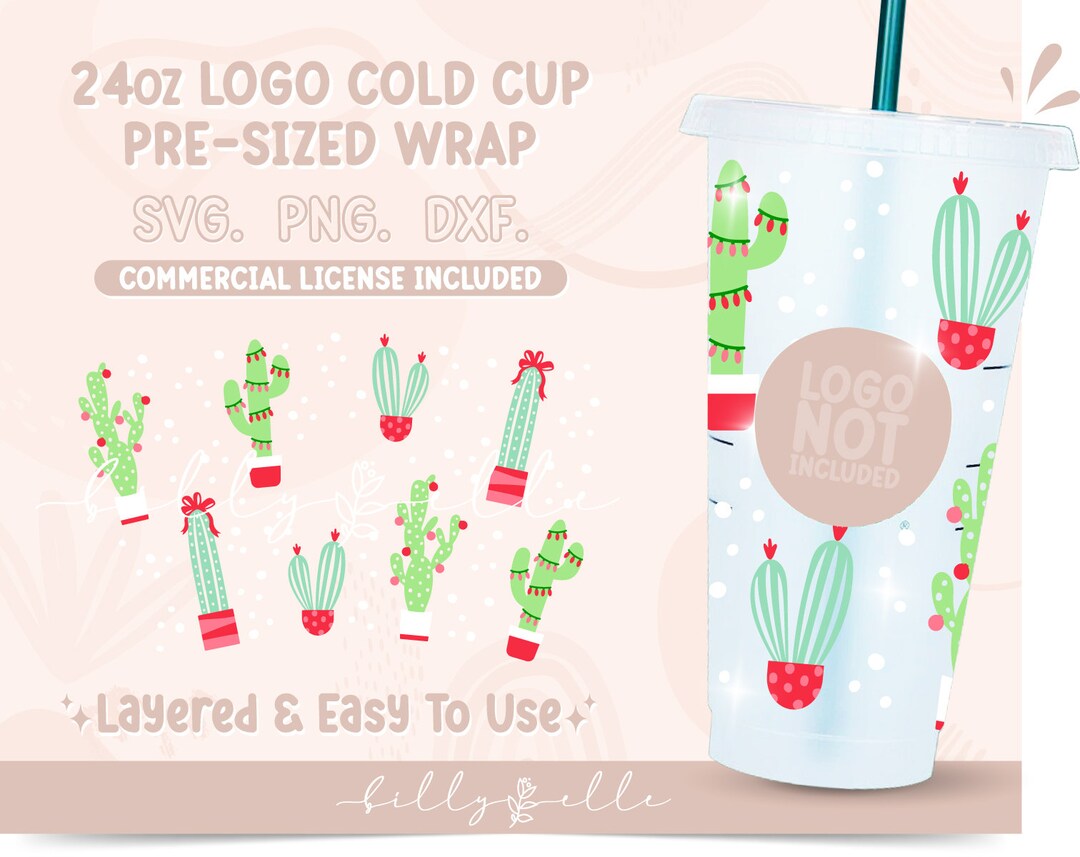 Christmas Cactus Star Coffee Wrap SVG - Holidays Digital Download SVG ...