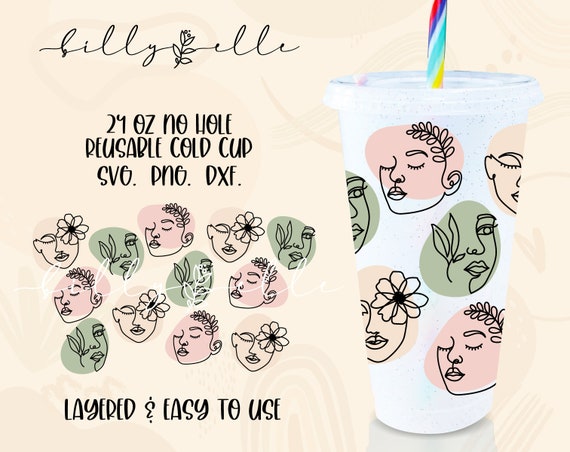 Abstract Faces Starbucks 24oz Cold Cup Boho Abstract Digital | Etsy