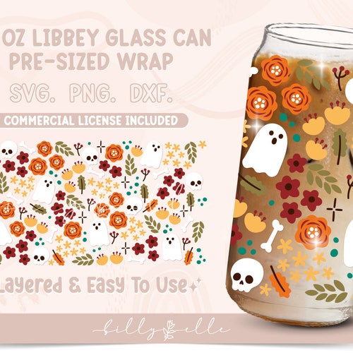 Cute Ghosts 16oz Libbey Glass Can Wrap Halloween SVG Digital - Etsy