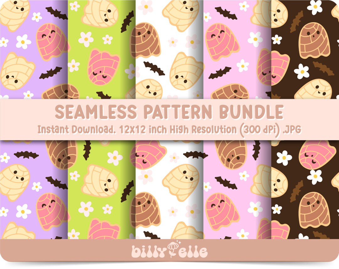 Conchas Ghosts Seamless Pattern Bundle Dia De Muertos Conchas Digital ...