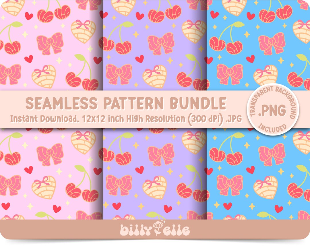 Coquette Conchas Mexican Pan Dulce Seamless Pattern Bundle - Valentines ...