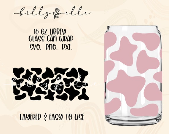 Cow Animal Print Libbey Glass Can Wrap Cow Pattern Digital | Etsy