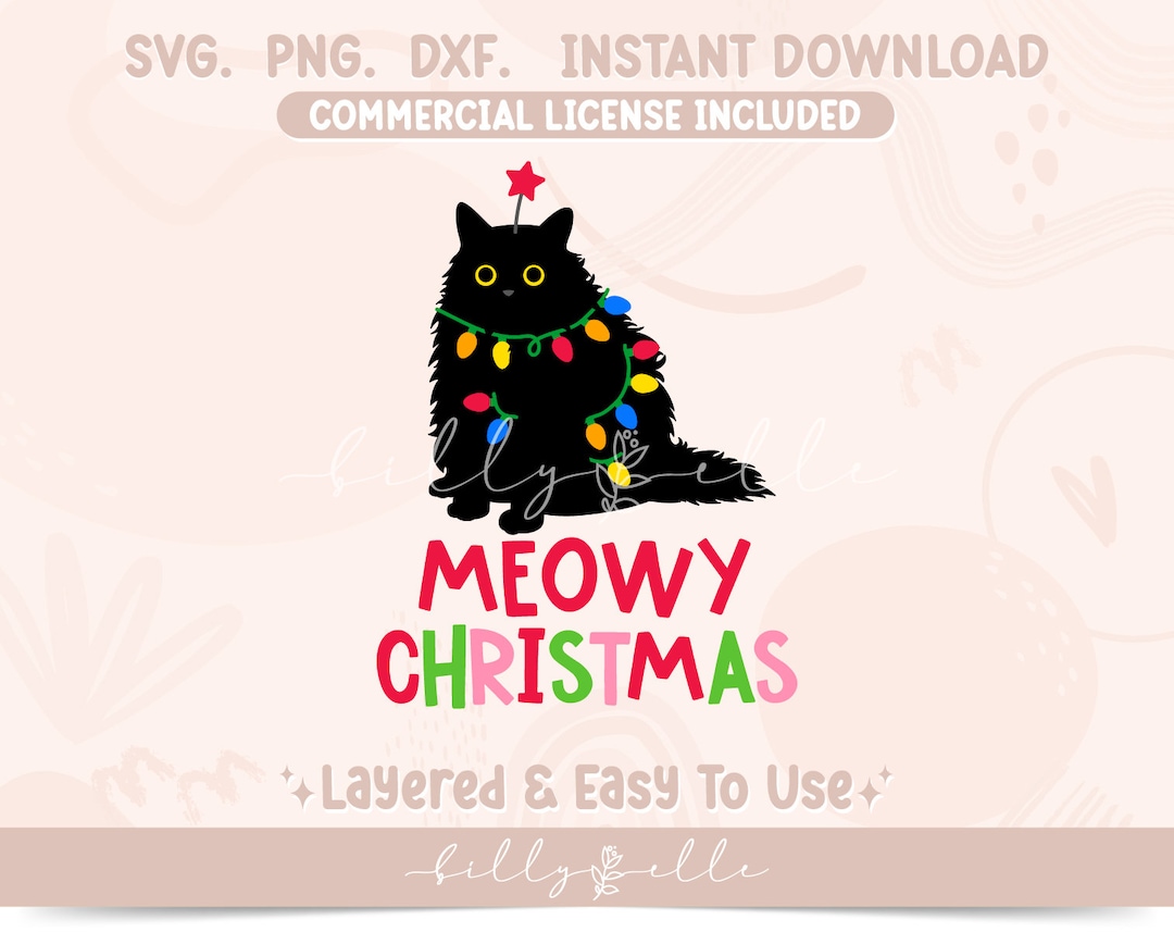 Meowy Christmas SVG - Holidays Design - Aesthetic Stickers File for ...
