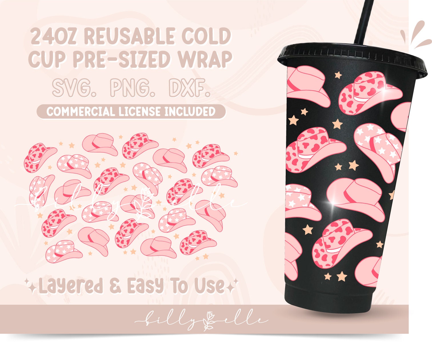 Pink Cowgirl Hats 24oz Tumbler Wrap SVG Girly Western - Etsy Australia
