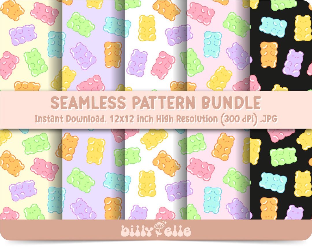 Gummy Bears Seamless Pattern Bundle - Candy Bear Gummies - Digital ...