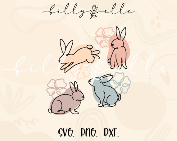 Easter Bunnies Line Art Bundle Bunnies Digital Download SVG | Etsy
