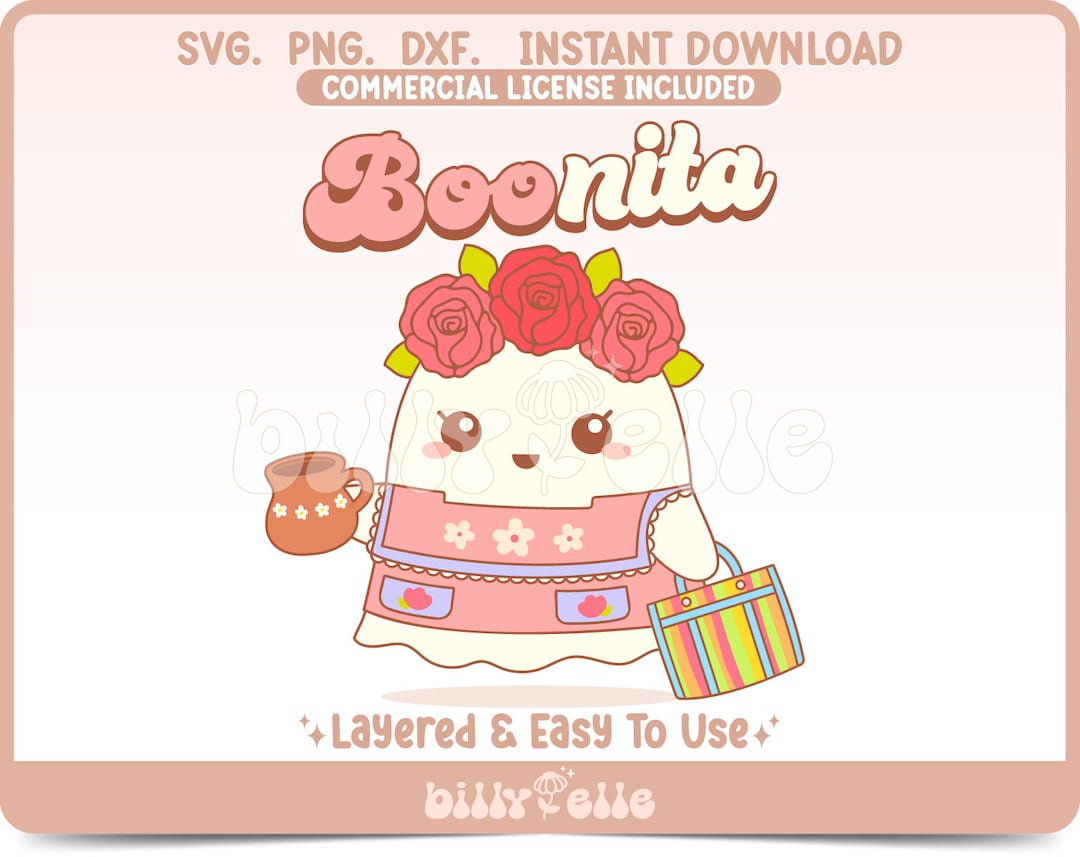 Boo-nita SVG - Cute Mexican Girly Ghost PNG - Easy Fall Layered Cricut Files - Mexican Cantarito ...