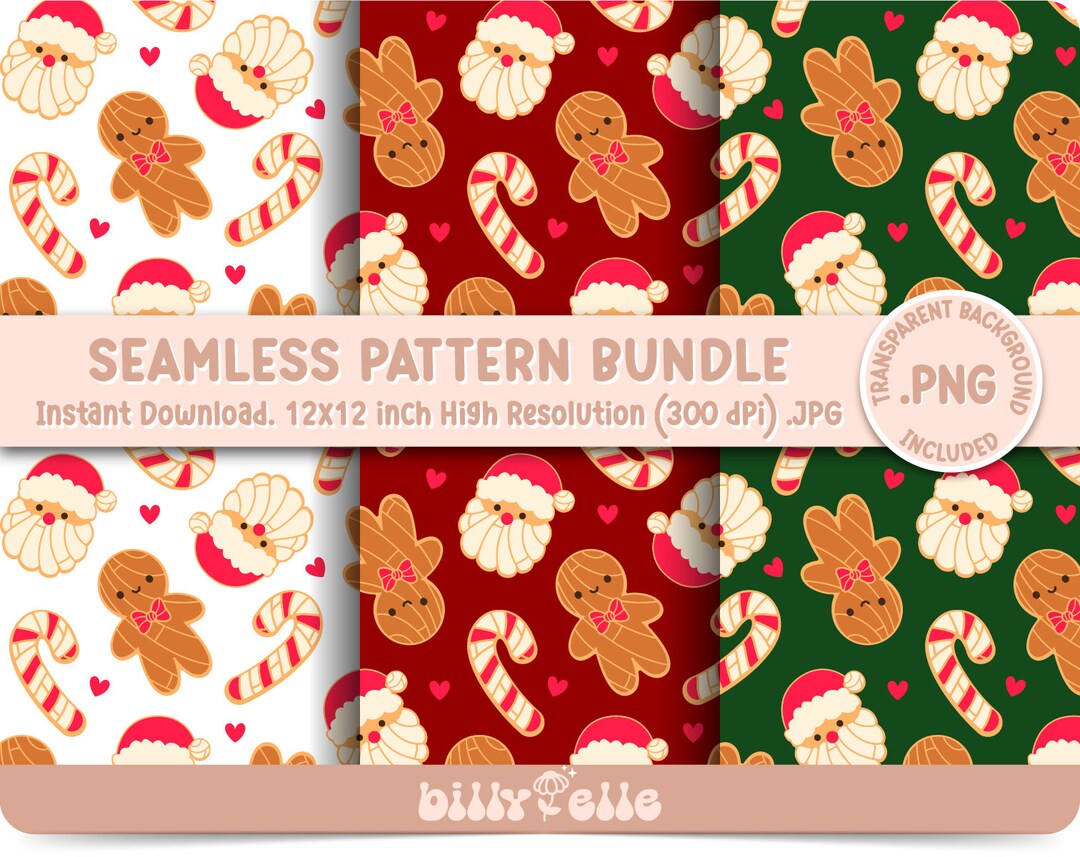 Gingerbread Men Mexican Conchas Seamless Pattern Bundle - Christmas ...