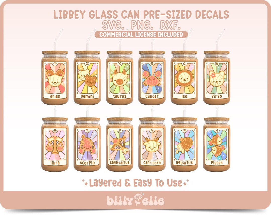 Cute Zodiac Conchas Tarot 12 Card Bundle Decal SVG - Zodiac Signs Tarot ...