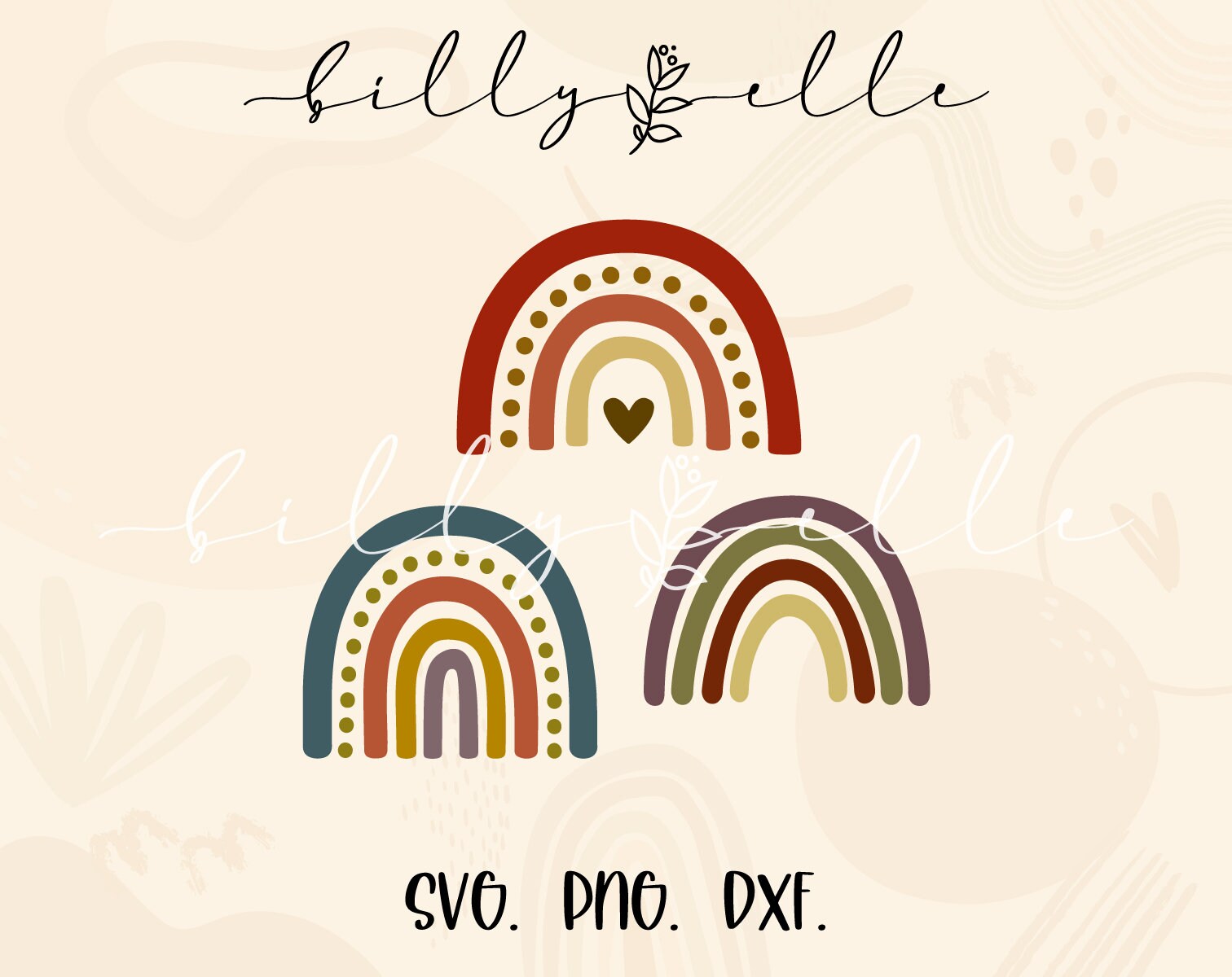 Boho Rainbow Vector Bundle Rainbows Abstract Digital - Etsy