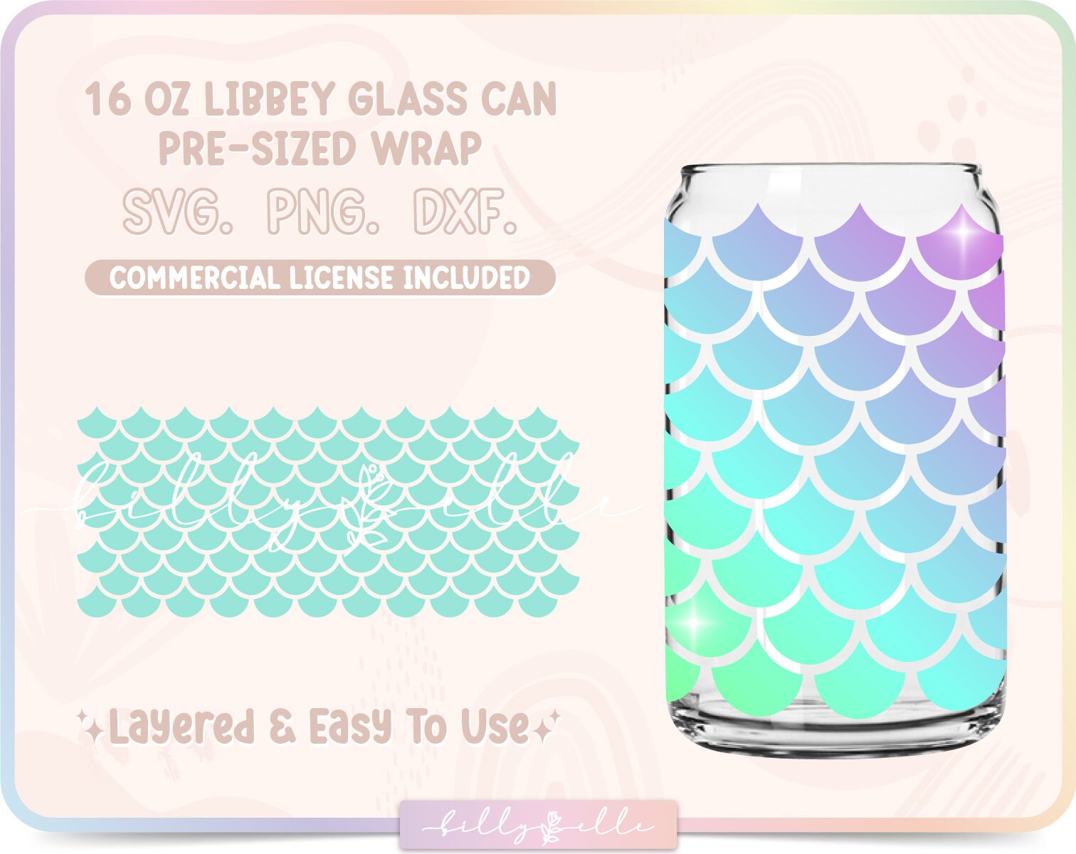 Mermaid Pattern Libbey Glass Can Wrap Magic Digital - Etsy