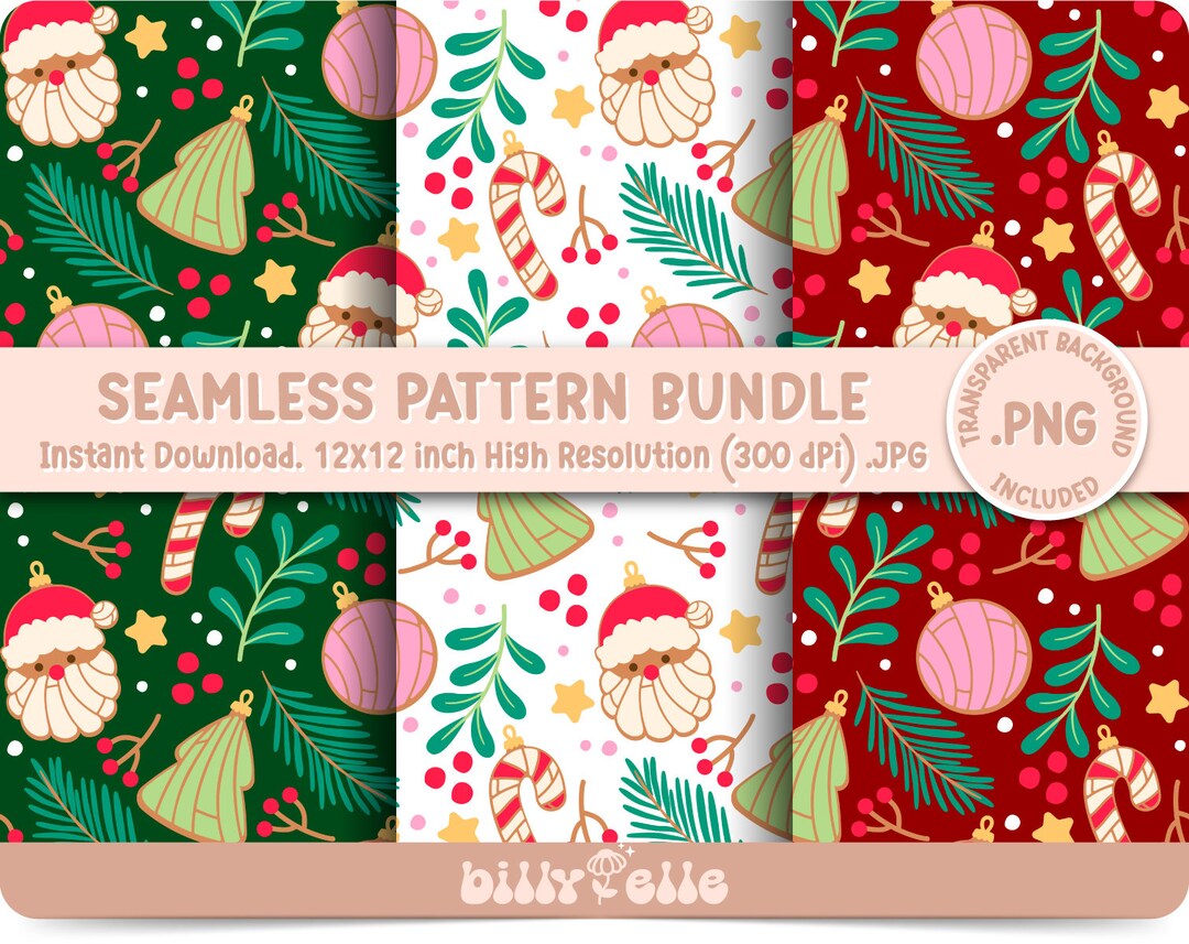 Christmas Conchas Pan De Dulce Seamless Pattern Bundle - Christmas ...