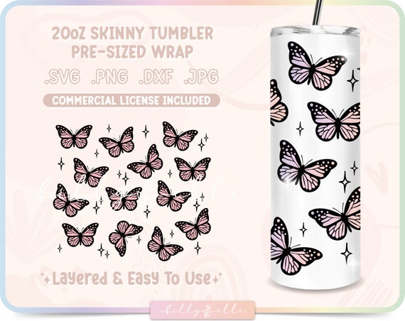 Butterflies Pattern Wrap SVG File 20oz Skinny Tumbler - Etsy