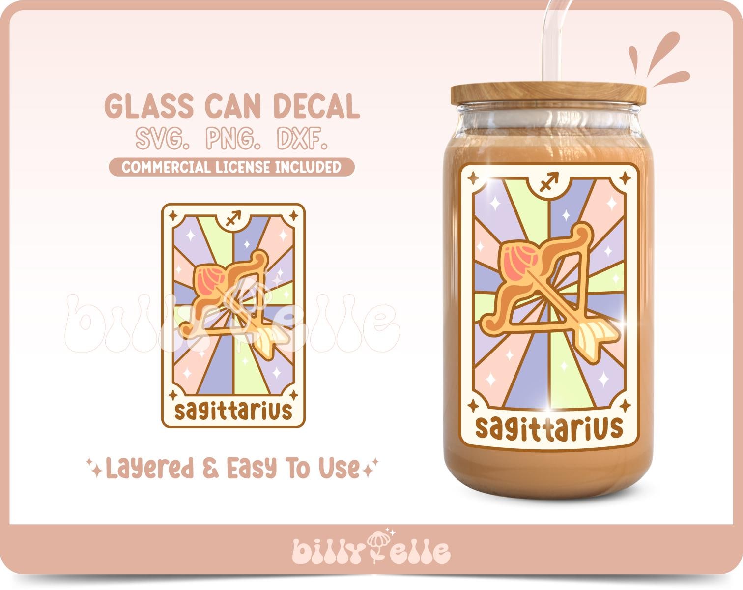 Cute Zodiac Conchas Tarot Card Decal for Glass Can SVG - Sagittarius ...