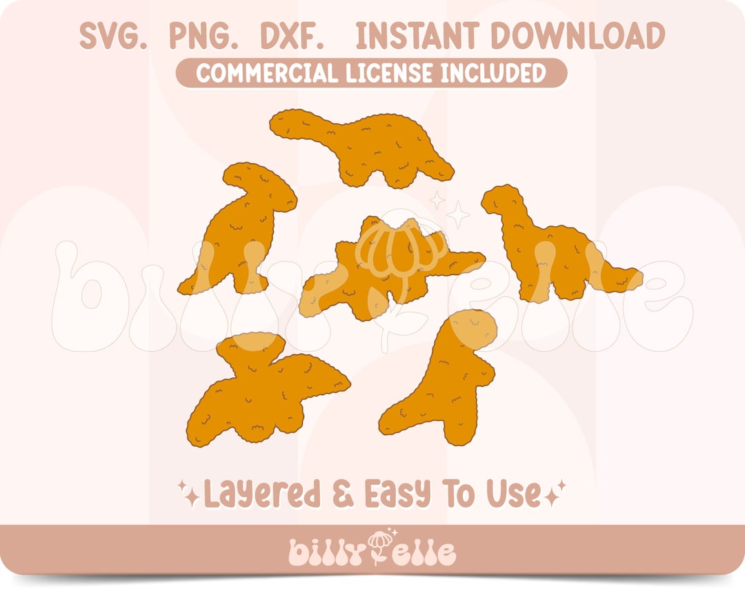 Dinosaur Nuggets Bundle SVG - Dino Nuggs Stickers PNG - Layered Cricut ...