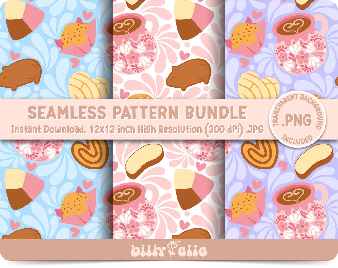 Mexican Pan Dulce Seamless Pattern Bundle PNG - Mexican Talavera ...