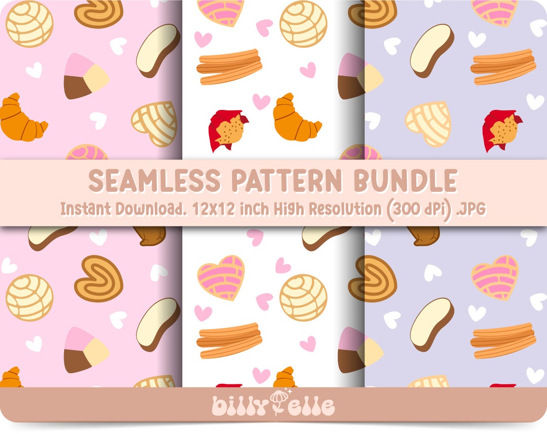 Mexican Pan Dulce Seamless Pattern Bundle - Conchas Pattern - Digital ...