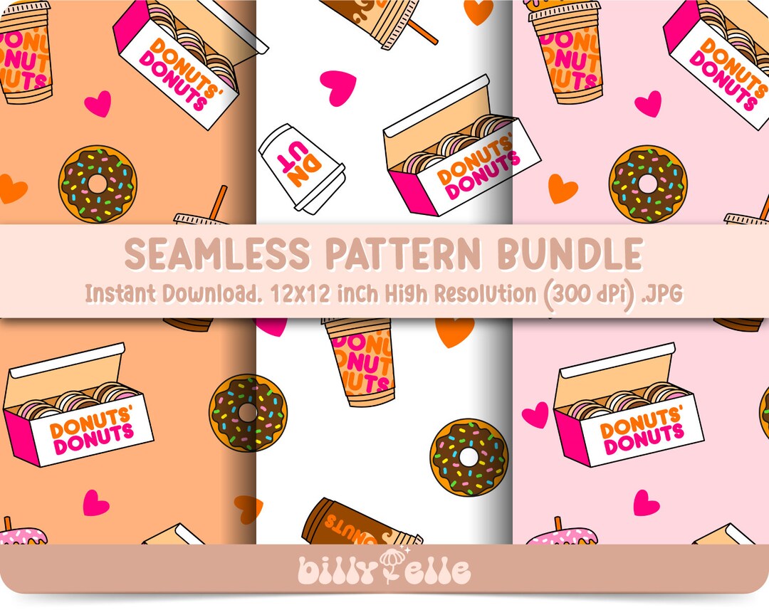 D' Donuts Seamless Pattern Bundle Iced Coffee Pattern Digital Download ...