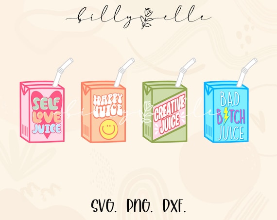 Juices Bundle SVG Self Love Juice Sticker Happy Juice - Etsy