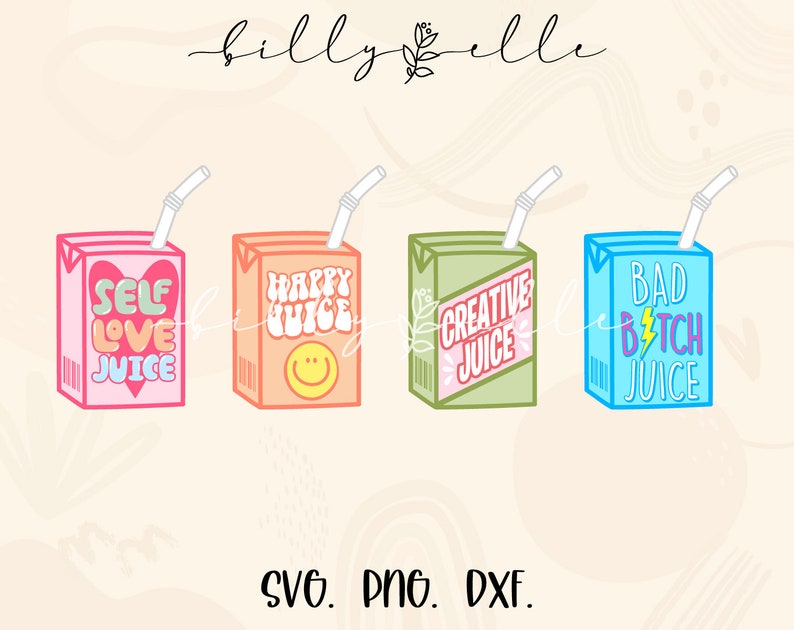 Juices Bundle SVG Self Love Juice Sticker Happy Juice - Etsy