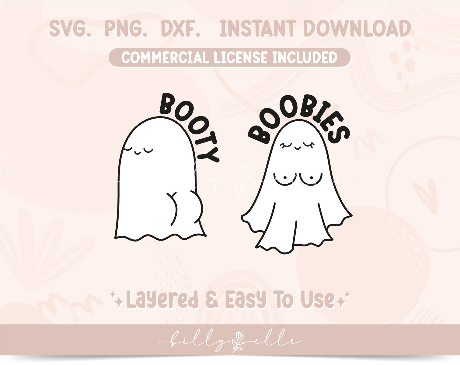 Cute Ghosts SVG Booty Boobies Halloween Design Silhouette - Etsy