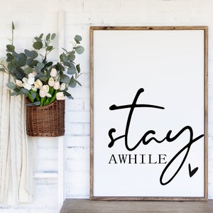 Stay Awhile Printable, Guest Room Prints, Welcome Sign, Entryway ...