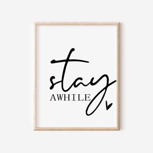 Stay Awhile Printable, Guest Room Prints, Welcome Sign, Entryway ...