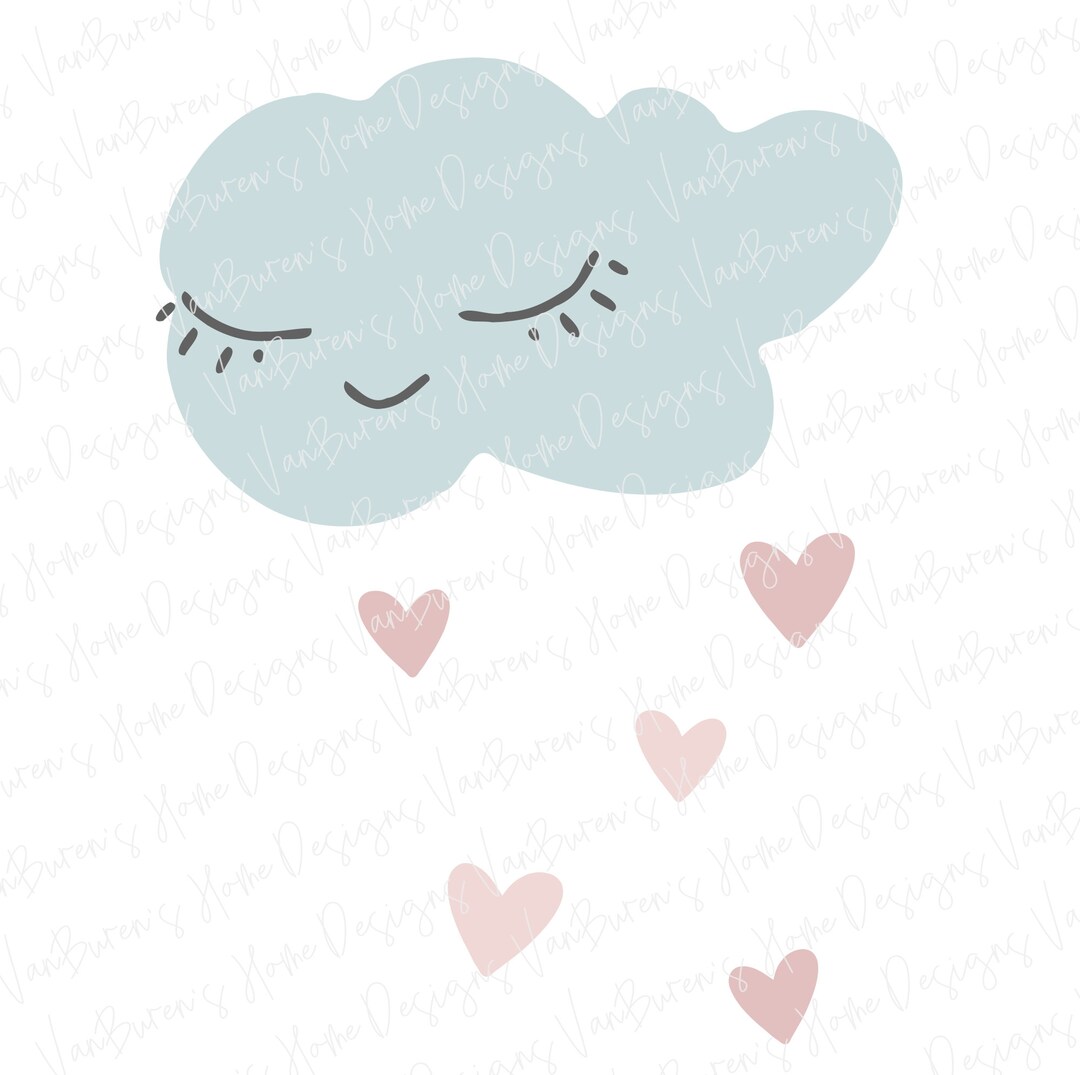 Baby Rain Cloud With Hearts Cut File. Commercial Use, Svg, Dxf, Eps ...