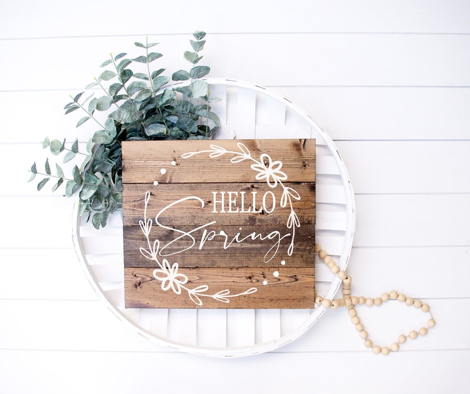 Hello Spring Wreath Vector File for Commercial Use - Etsy