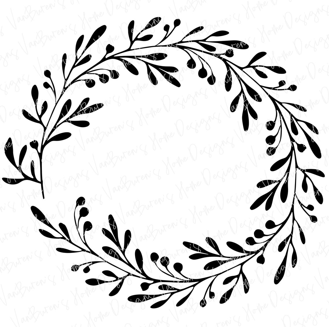 Berry Wreath SVG Branch Leaves SVG Monogram Border SVG Leaf - Etsy