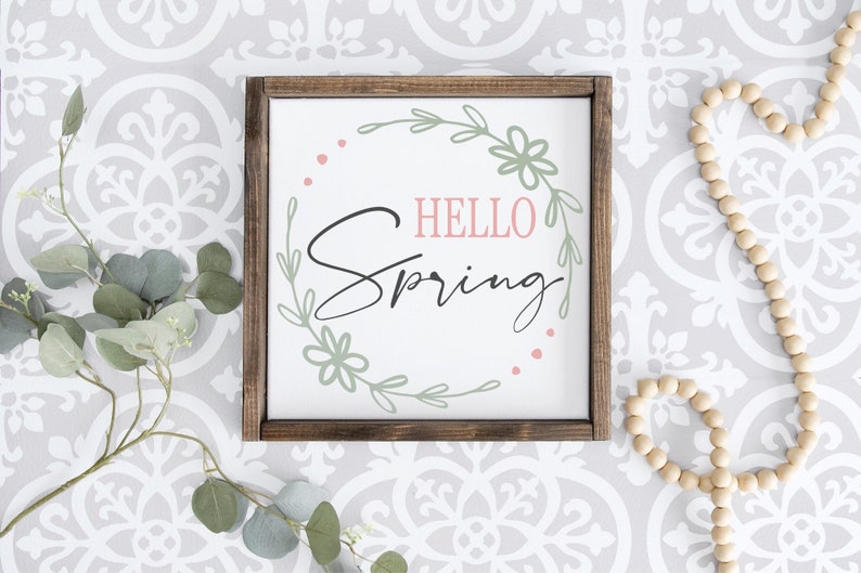 Hello Spring Wreath Vector File for Commercial Use - Etsy