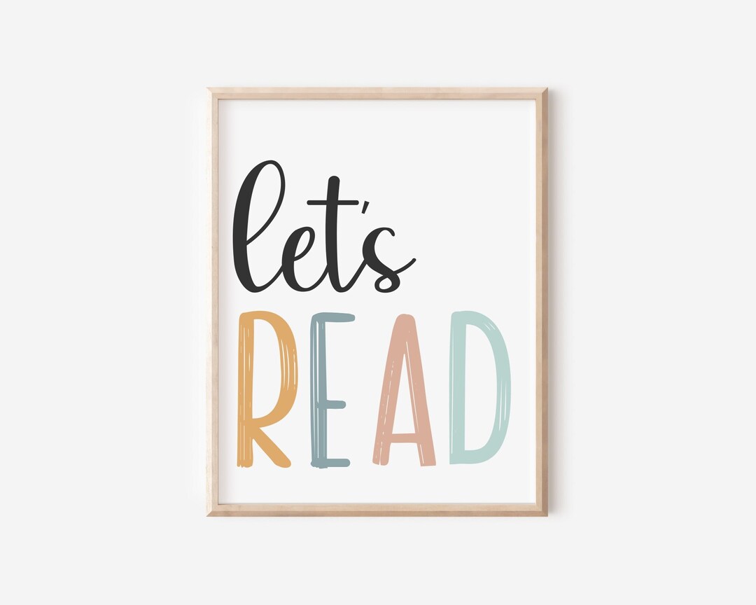 Let's Read Printable: Kids Neutral Wall Art (digital Download) - Etsy